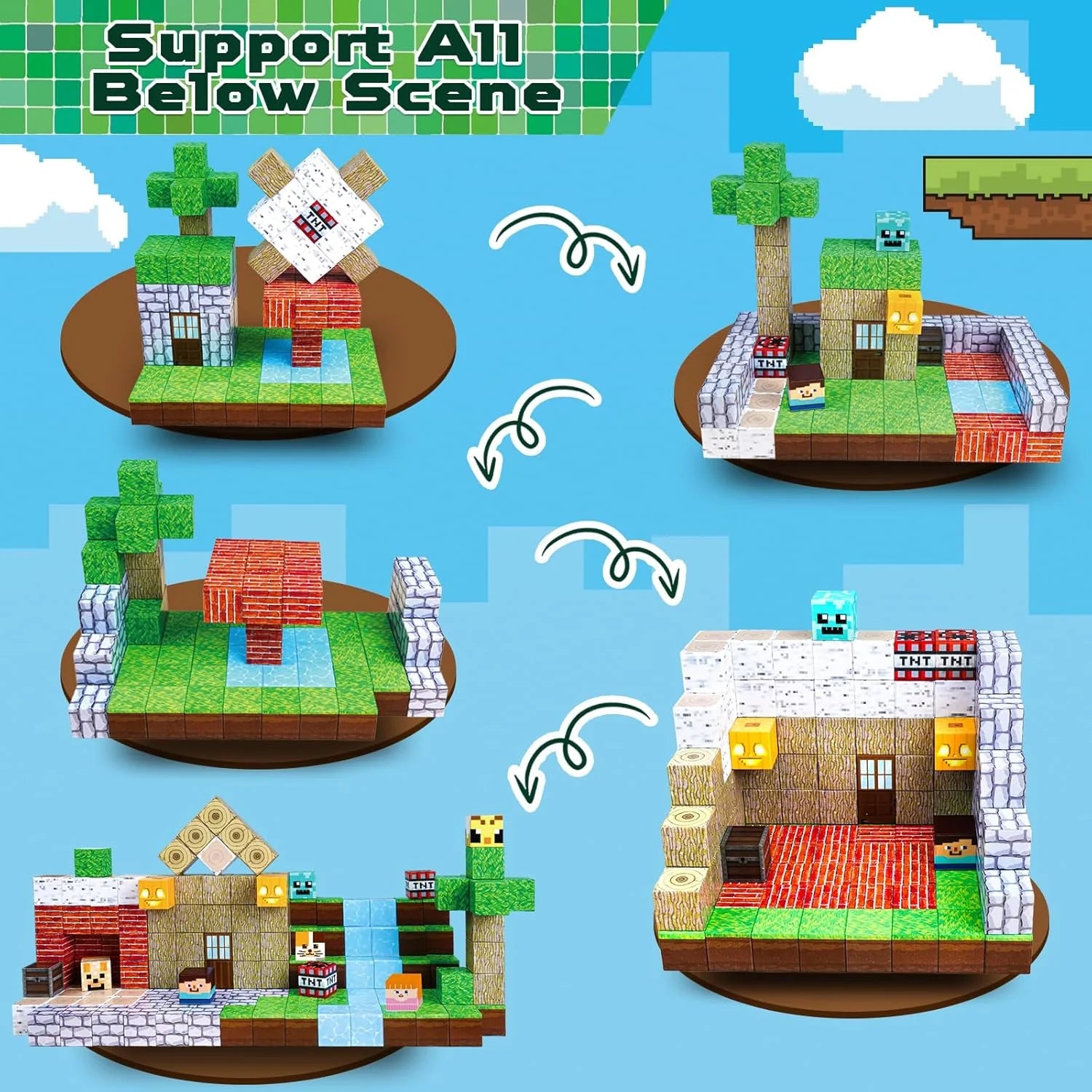 MAGNECRAFT Magnetic Blocks FOREST LIFE – 100 kosov gradbenih magnetnih